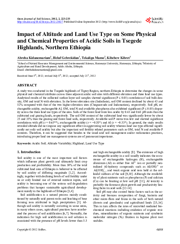 (PDF) Impact of Altitude and Land Use Type on Some Physical and ...