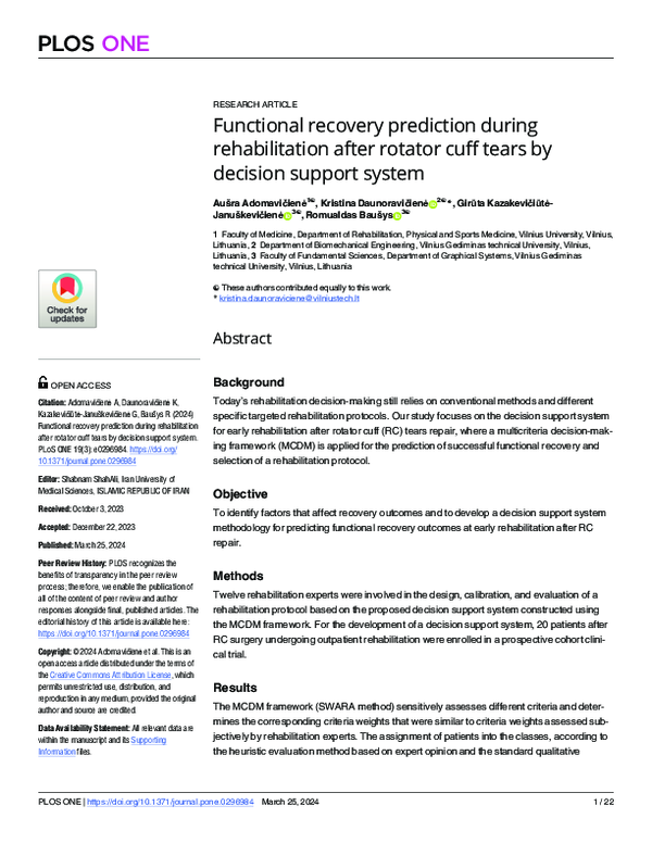 (PDF) Functional recovery prediction during rehabilitation after ...
