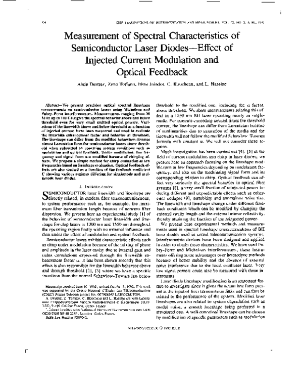 (PDF) Measurement of spectral characteristics of semiconductor laser ...