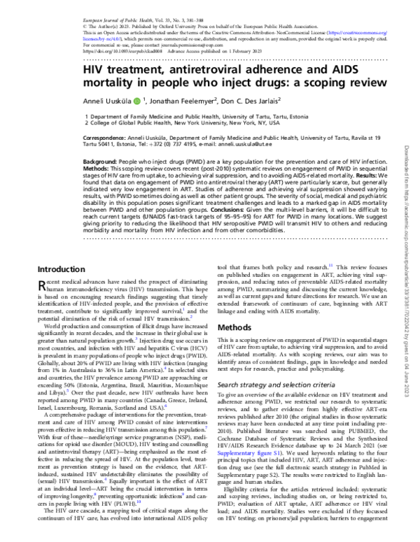 (PDF) HIV treatment, antiretroviral adherence and AIDS mortality in ...