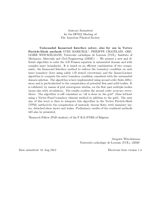 (PDF) Unbounded Immersed Interface solver, also for use in Vortex Particle-Mesh methods ...