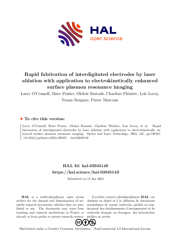 (PDF) Rapid fabrication of interdigitated electrodes by laser ablation ...