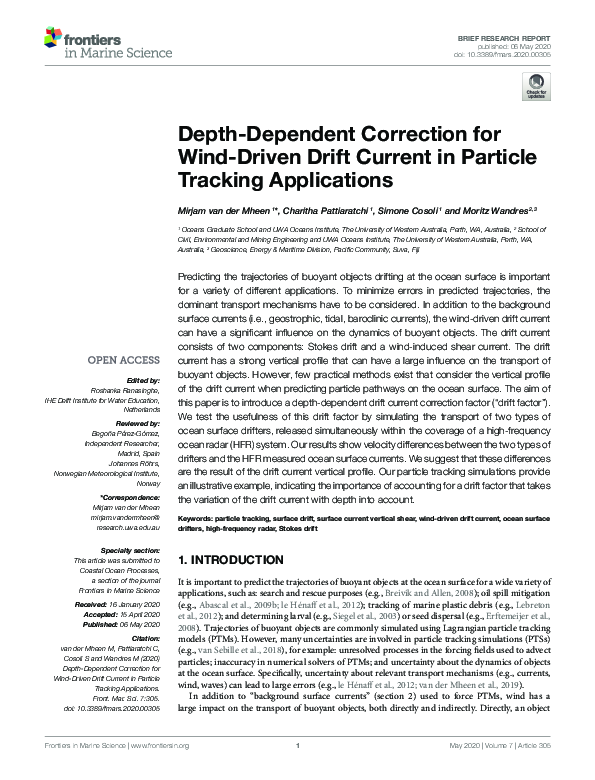 (PDF) Depth-Dependent Correction for Wind-Driven Drift Current in ...