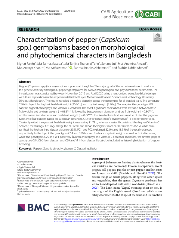 (PDF) Characterization of pepper (Capsicum spp.) germplasms based on ...