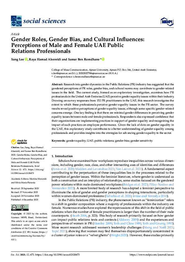 (PDF) Gender Roles, Gender Bias, and Cultural Influences: Perceptions ...