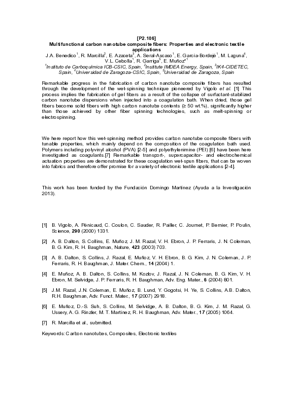 Pdf Multifunctional Carbon Nanotube Composite Fibers Properties And Electronic