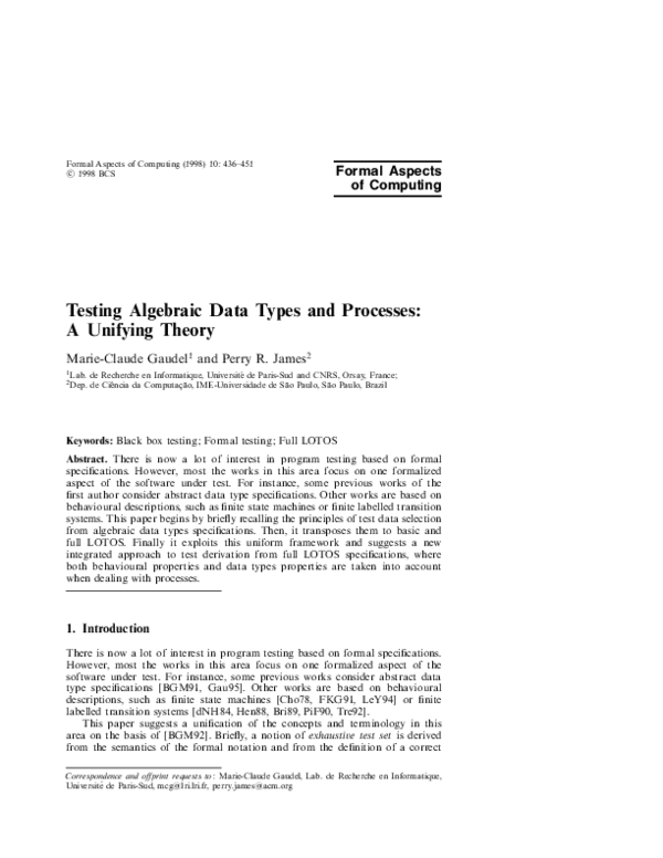 (PDF) Testing Algebraic Data Types and Processes: A Unifying Theory