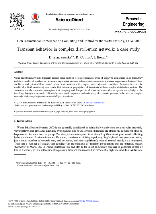 (PDF) Transient Behavior in Complex Distribution Network: A Case Study