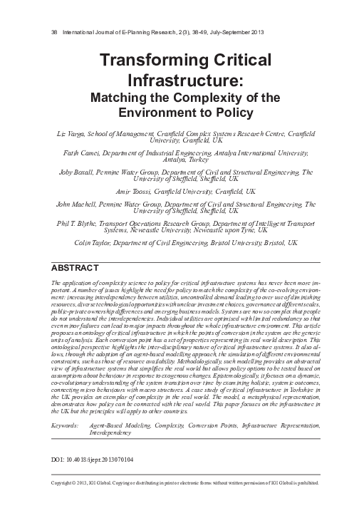 (PDF) Transforming Critical Infrastructure