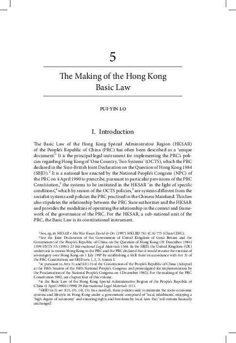 (PDF) The Making of the Hong Kong Basic Law