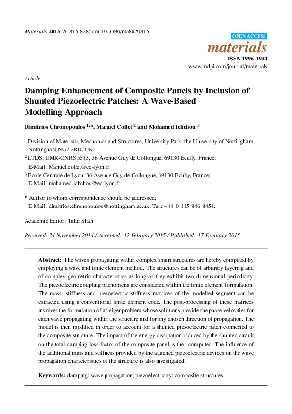 (PDF) Article Damping Enhancement of Composite Panels by Inclusion of ...