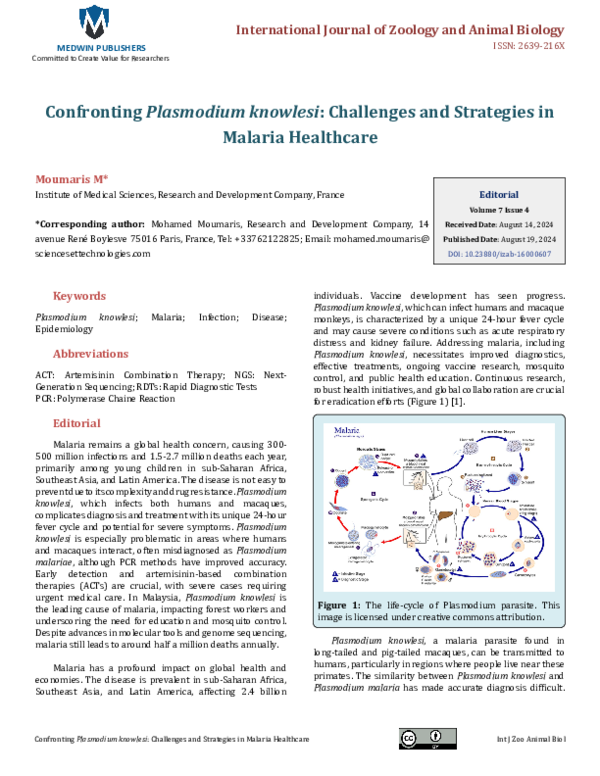 (PDF) Confronting Plasmodium knowlesi: Challenges and Strategies in ...