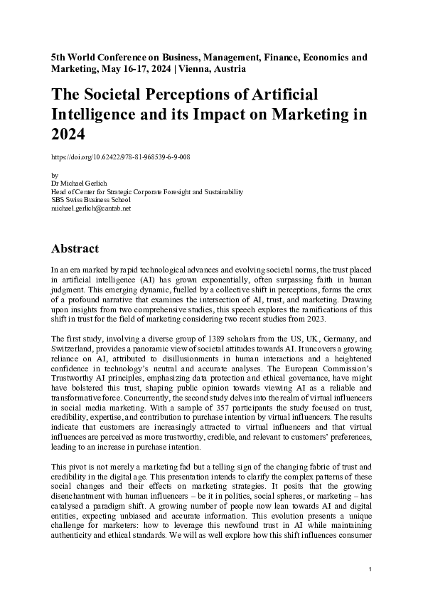 (PDF) The Societal Perceptions of Artificial Intelligence and its Impact on Marketing in 2024