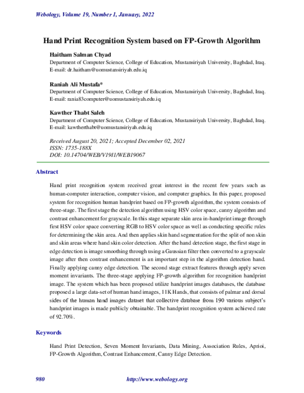 (PDF) Hand Print Recognition System based on FP-Growth Algorithm