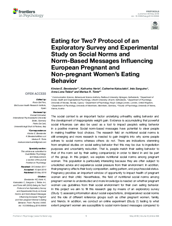 (PDF) Eating for Two? Protocol of an Exploratory Survey and ...