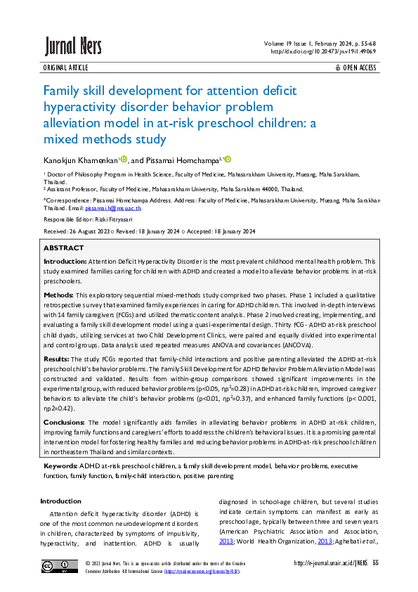 (PDF) Family skill development for attention deficit hyperactivity ...