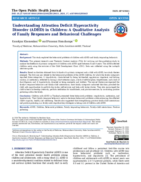 (PDF) Understanding Attention Deficit Hyperactivity Disorder (ADHD) in ...