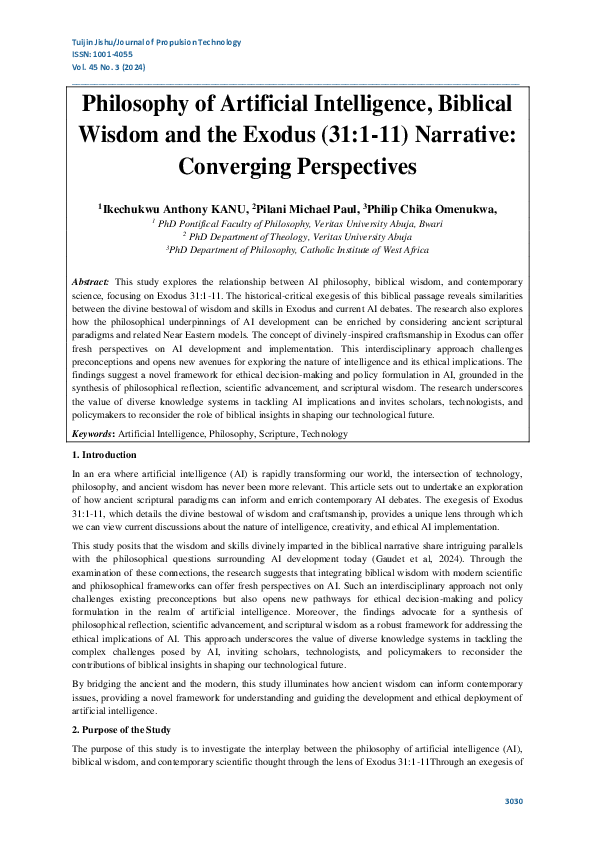 (PDF) Philosophy of Artificial Intelligence, Biblical Wisdom and the ...