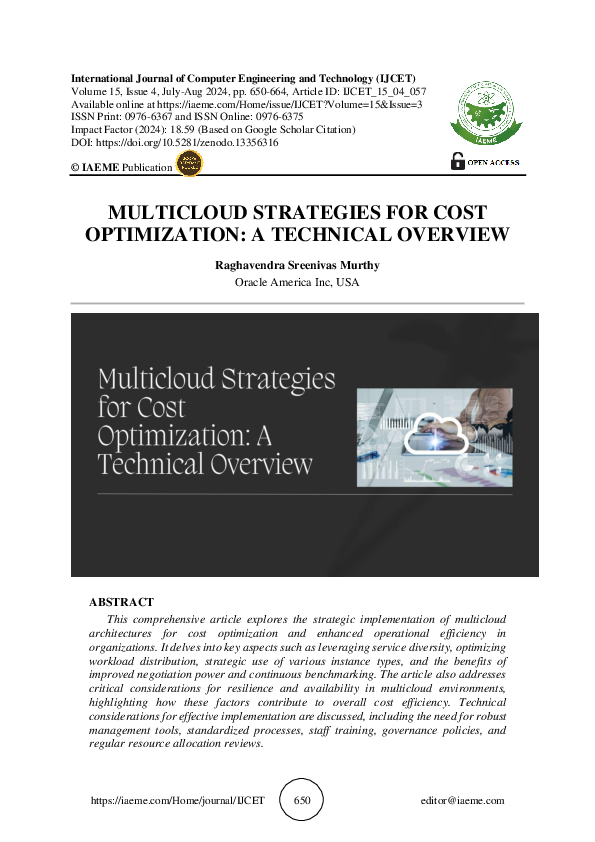 (PDF) MULTICLOUD STRATEGIES FOR COST OPTIMIZATION: A TECHNICAL OVERVIEW