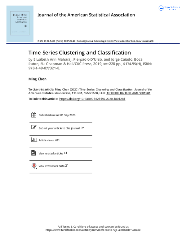 Pdf Time Series Clustering And Classification