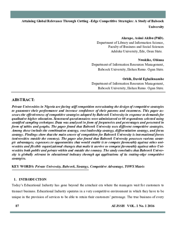 (PDF) Attaining Global Relevance Through Cutting –Edge Competitive ...