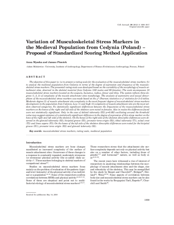 (PDF) Variation of musculoskeletal stress markers in the medieval ...