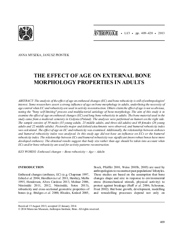 (PDF) The Effect of Age on External Bone Morphology Properties in Adults