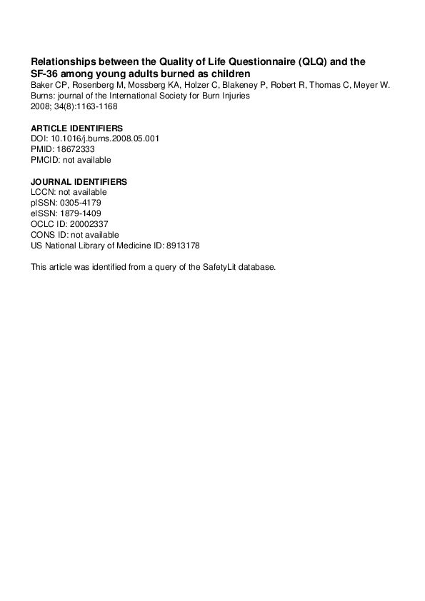 (PDF) Relationships between the Quality of Life Questionnaire (QLQ) and ...