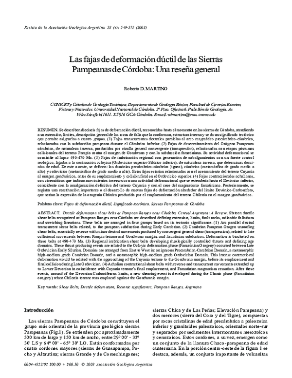 (PDF) Ductile deformation shear belts at Pampean Ranges near Córdoba ...