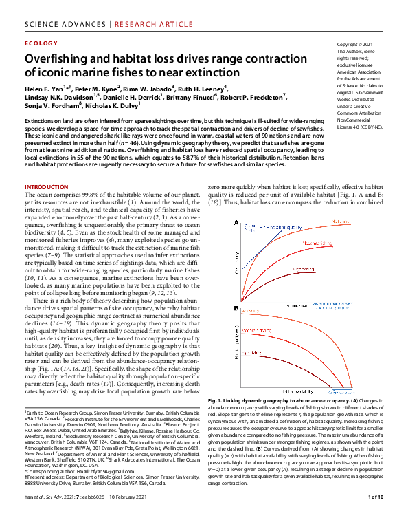 (PDF) Overfishing and habitat loss drive range contraction of iconic ...