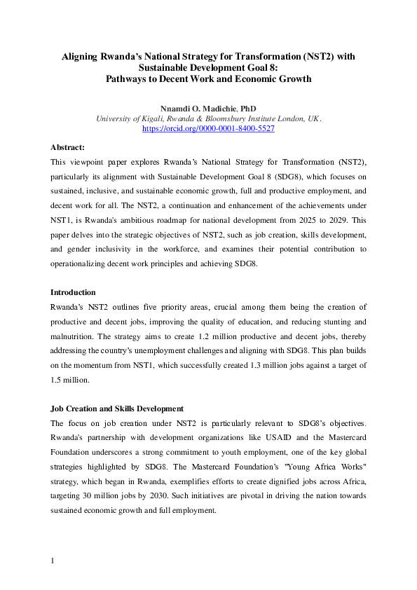 (PDF) Aligning Rwanda's National Strategy for Transformation (NST2 ...