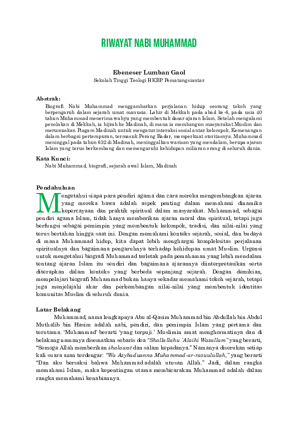 (PDF) Riwayat Nabi Muhammad