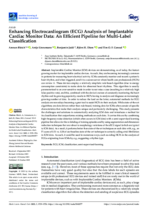 Pdf Enhancing Electrocardiogram Ecg Analysis Of Implantable Cardiac Monitor Data An