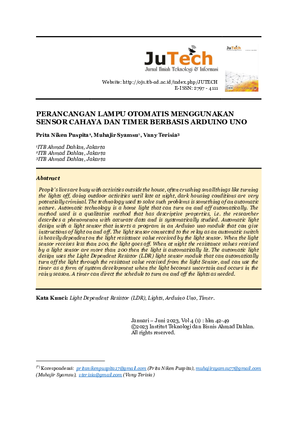 (PDF) Perancangan Lampu Otomatis Menggunakan Sensor Cahaya Dan Timer ...