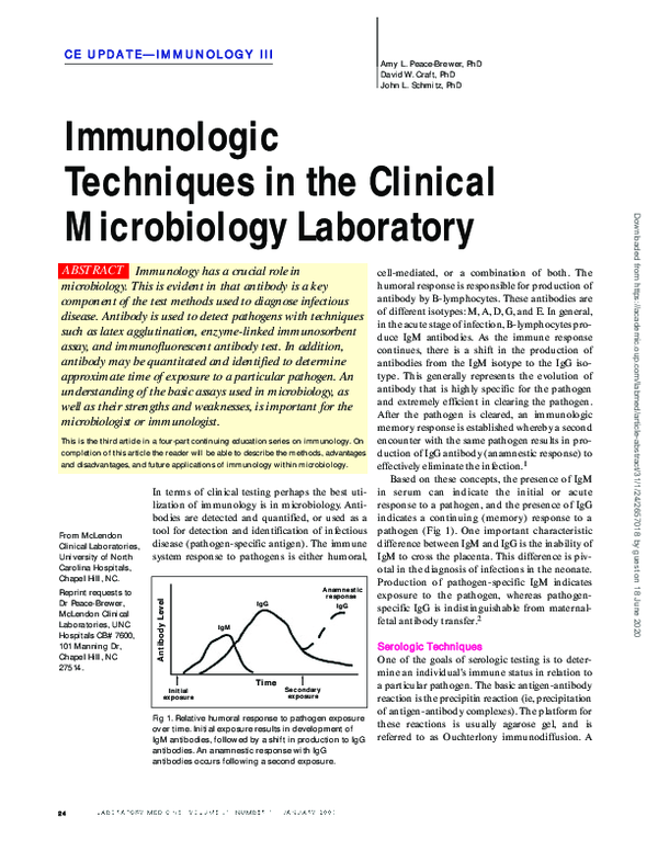 (PDF) Immunologic Techniques in the Clinical Microbiology Laboratory