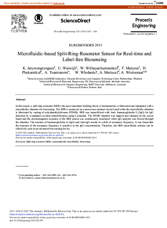 (PDF) Microfluidic-based Split-Ring-Resonator Sensor for Real-time and Label-free Biosensing
