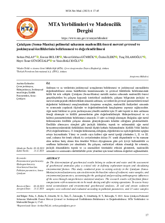 (PDF) Soma ÇatalçamÇatalçam (Soma-Manisa) polimetal sahasının ...