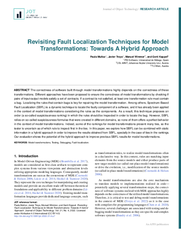 (PDF) Revisiting Fault Localization Techniques for Model ...
