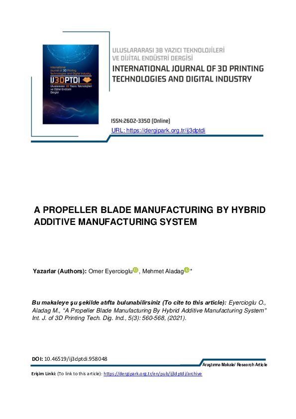 (PDF) A Propeller Blade Manufacturing by Hybrid Additive Manufacturing ...