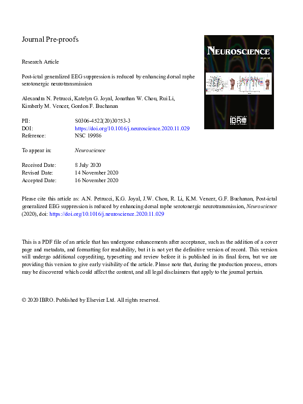 (PDF) Post-ictal Generalized EEG Suppression is reduced by Enhancing ...