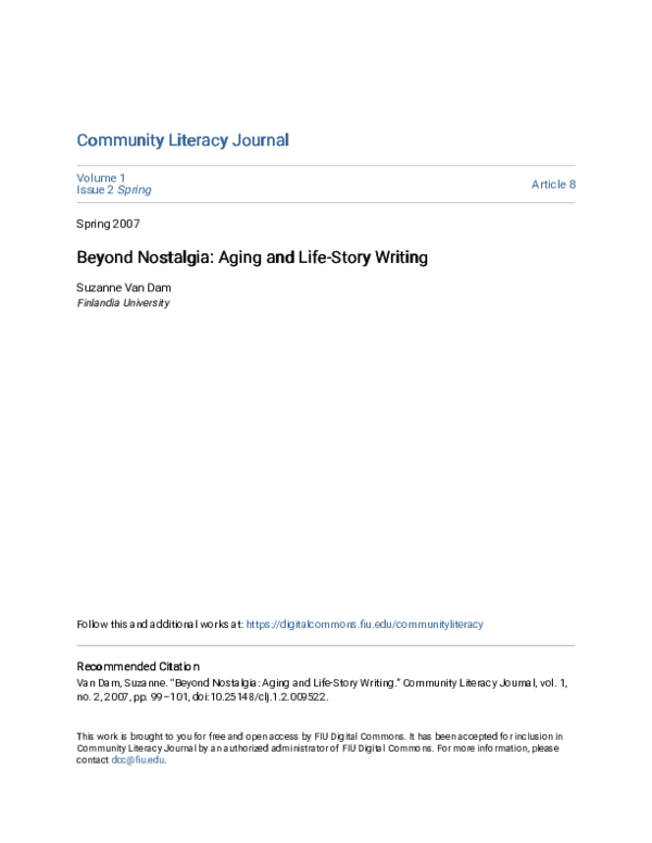 (PDF) Beyond nostalgia: aging and life-story writing