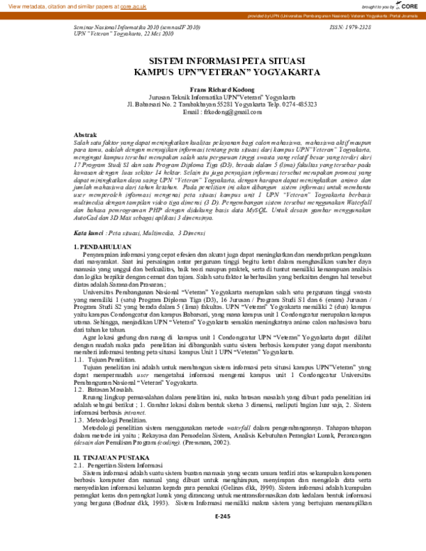 (PDF) Sistem Informasi Peta Situasikampus Upn”Veteran” Yogyakarta