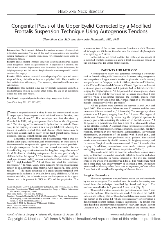 (PDF) Congenital Ptosis of the Upper Eyelid Corrected by a Modified ...
