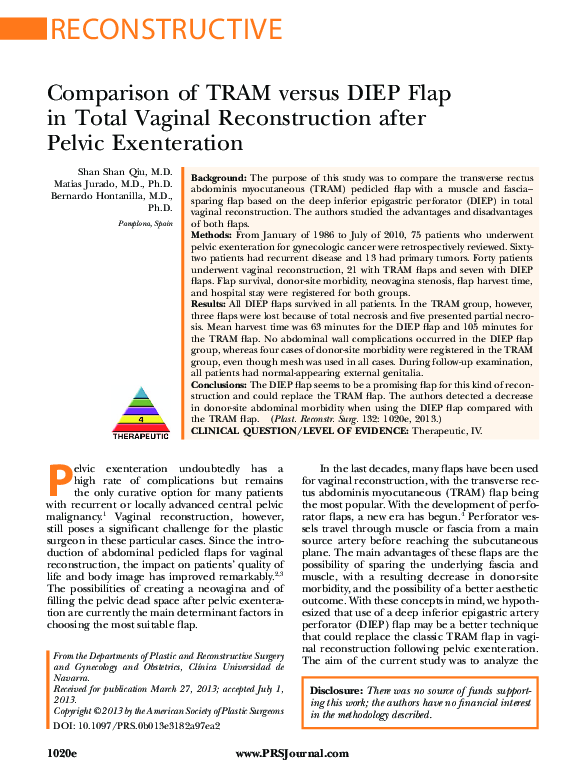 (PDF) Comparison of TRAM versus DIEP Flap in Total Vaginal ...