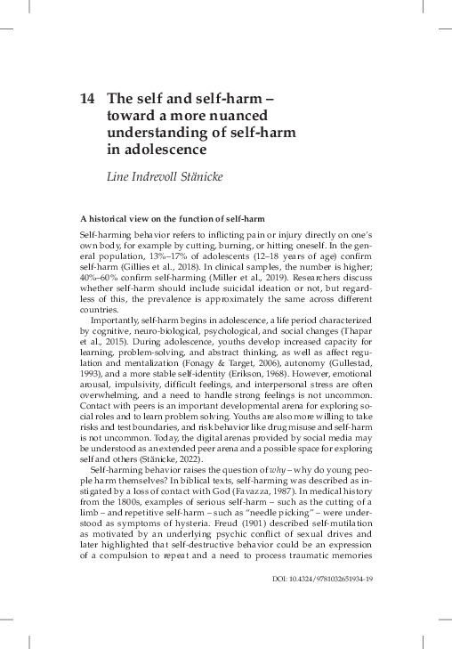 (PDF) The self and self-harm – toward a more nuanced understanding of ...