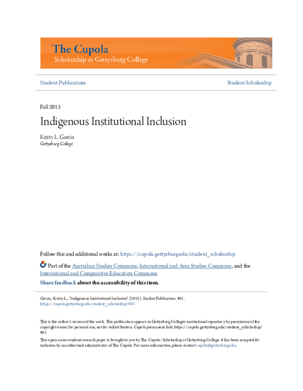 (PDF) Indigenous Institutional Inclusion