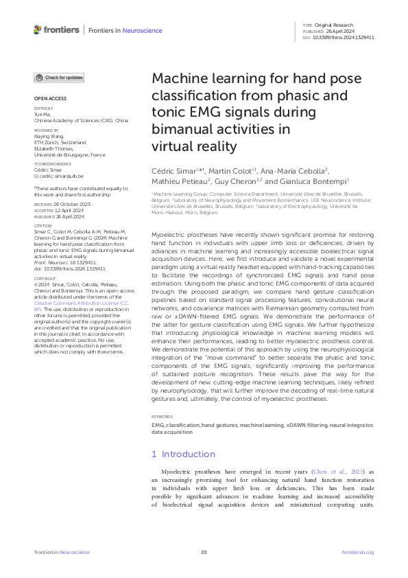 (PDF) Machine learning for hand pose classification from phasic and ...