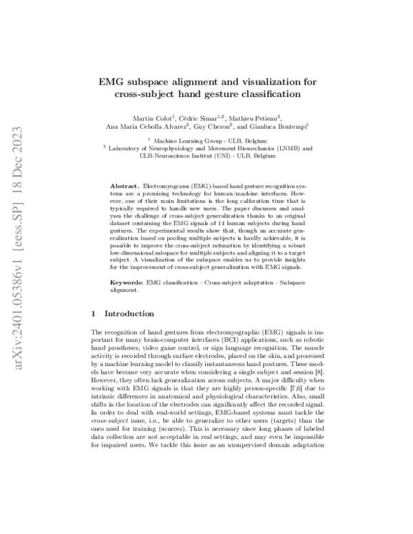 (PDF) EMG subspace alignment and visualization for cross-subject hand gesture classification