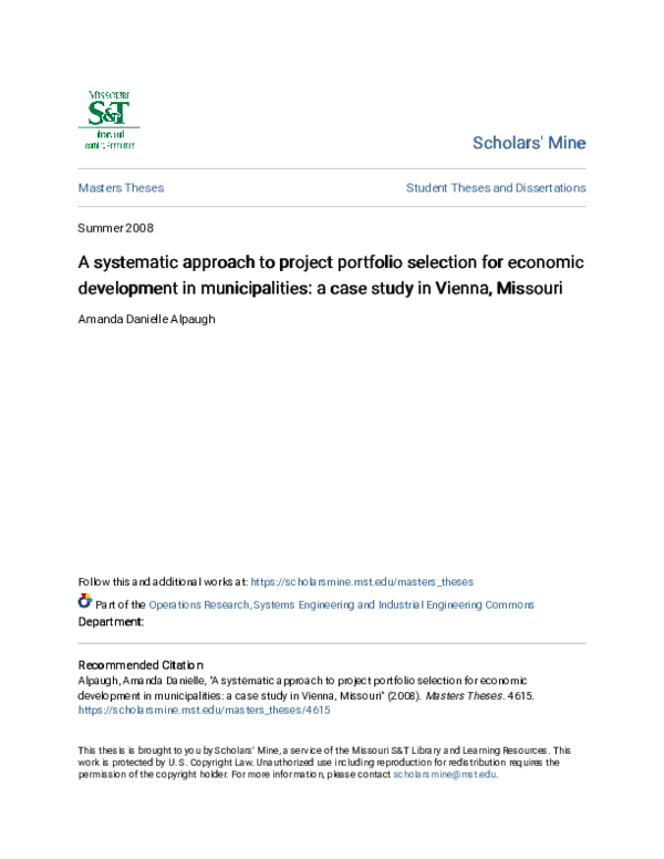 (PDF) A systematic approach to project portfolio selection for economic ...