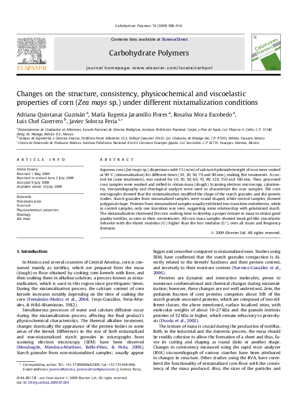 (PDF) Impact of Nixtamalization on Corn Properties
